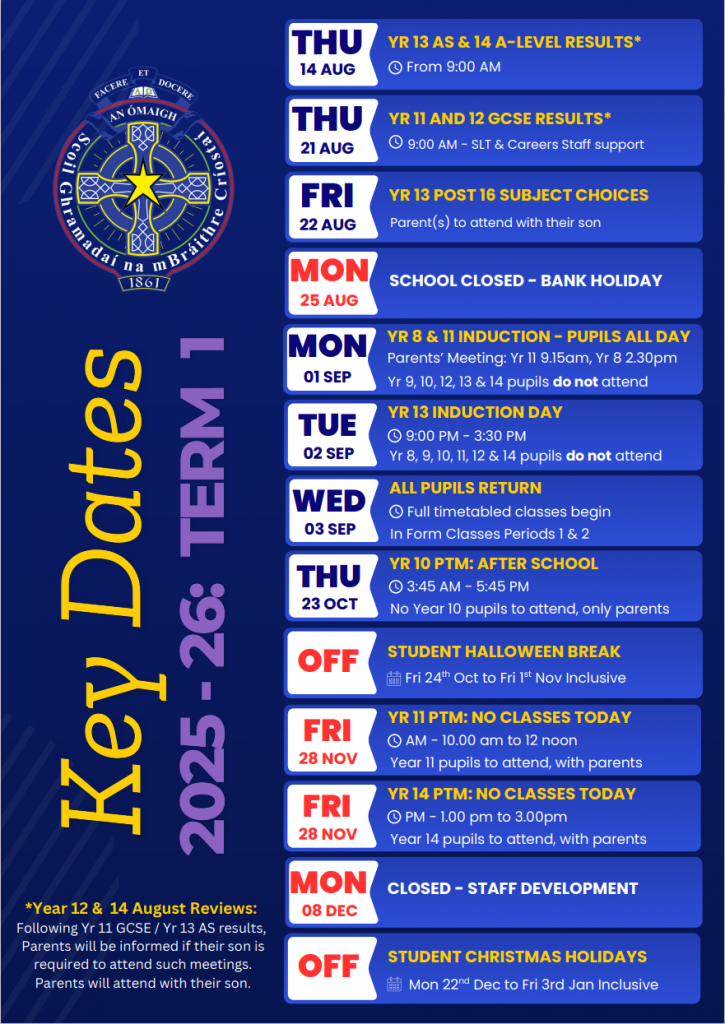 Dates for 2025-26 Academic Year - Christian Brothers